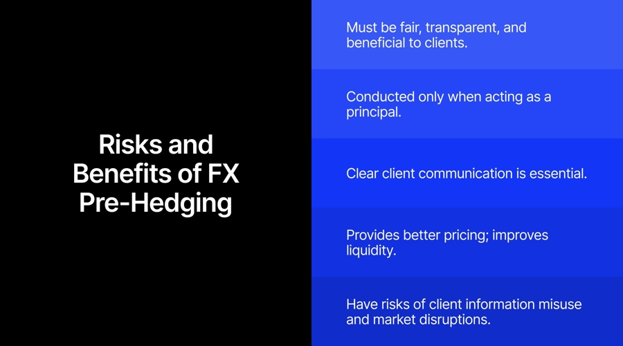 Pre-Hedging in FX: Balancing Risk and Transparency Without Any Standardization